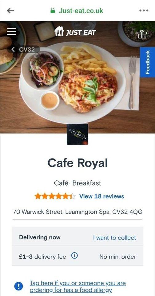 Menu at Cafe Royal, Royal Leamington Spa