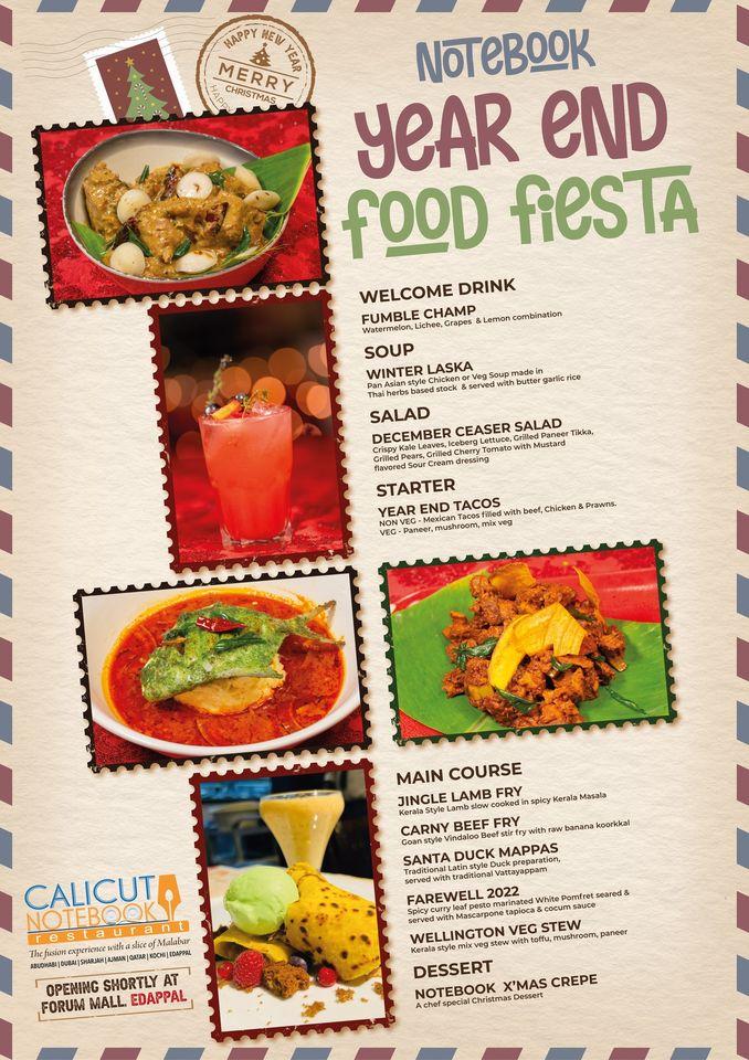 Carta de Calicut Notebook Restaurant, Dubai, Abu Baker Al Siddique Road