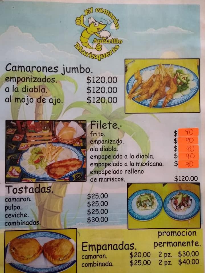 Carta del restaurante El Camaron Amarillo Marisqueria, Ciudad del México