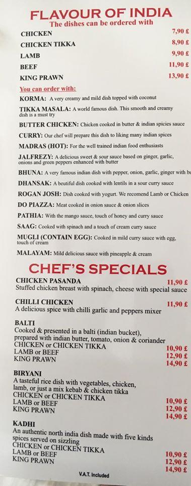 Menu at Flame Grill Tex-Mex Indian Restaurant, Gibraltar