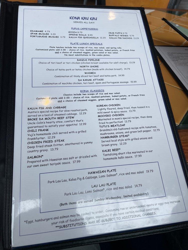 Menu at Kona Kitchen - Lynnwood restaurant, Lynnwood