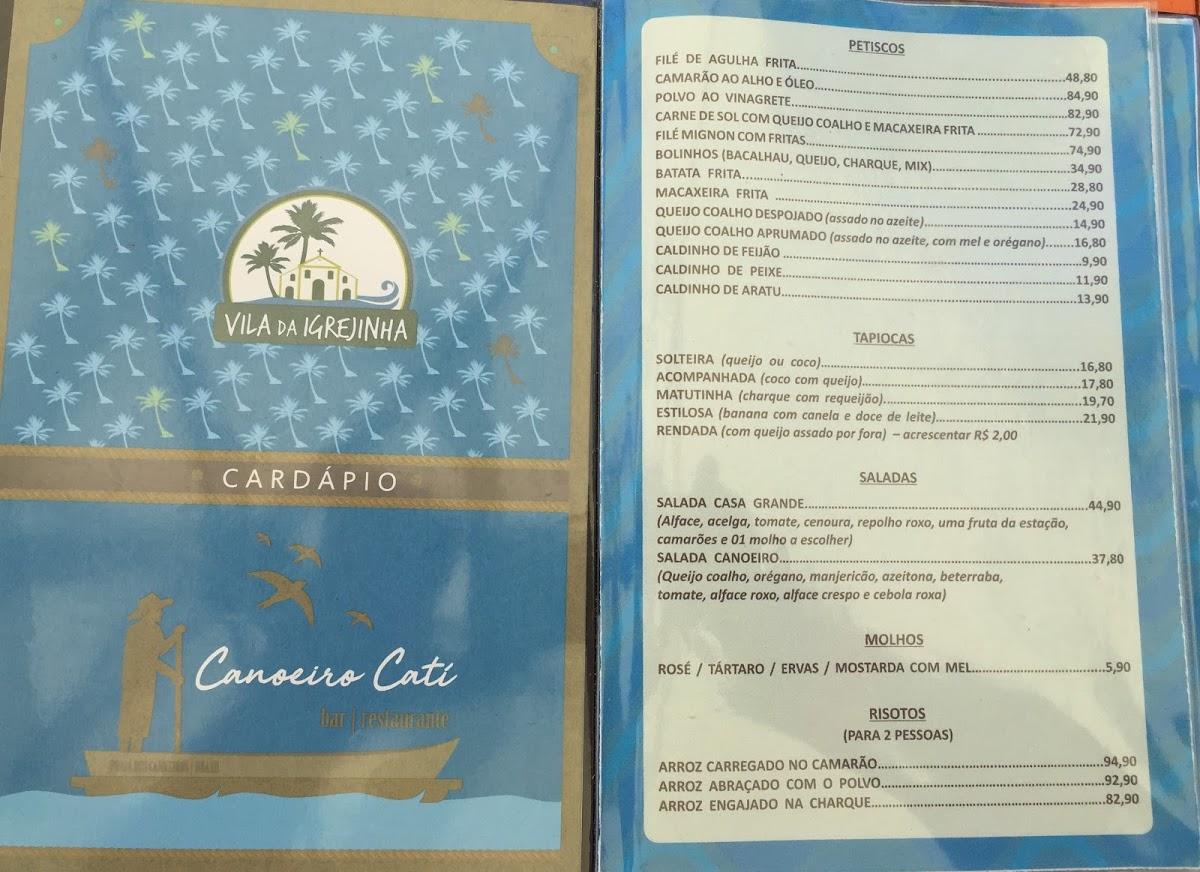 Menu at Praia dos Carneiros - Igrejinha restaurant, Praia de Tamandaré