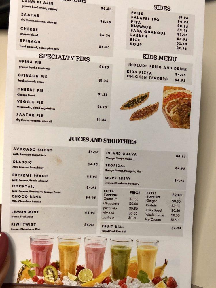 Menu at TAZA Shawarma and Falafel restaurant, Falls Church