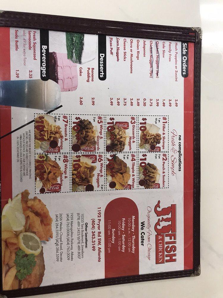 Menu at JJ Fish & Chicken restaurant, Atlanta, Pryor Rd SW