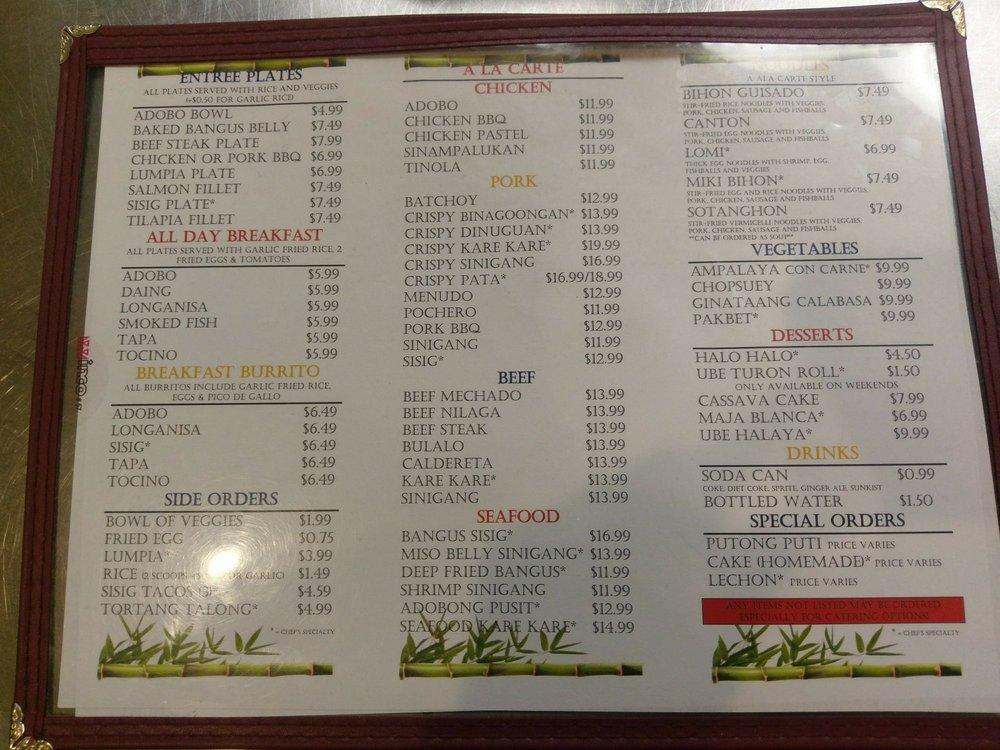 Menu at Nova's Grill Filipino Fast Food, Covina