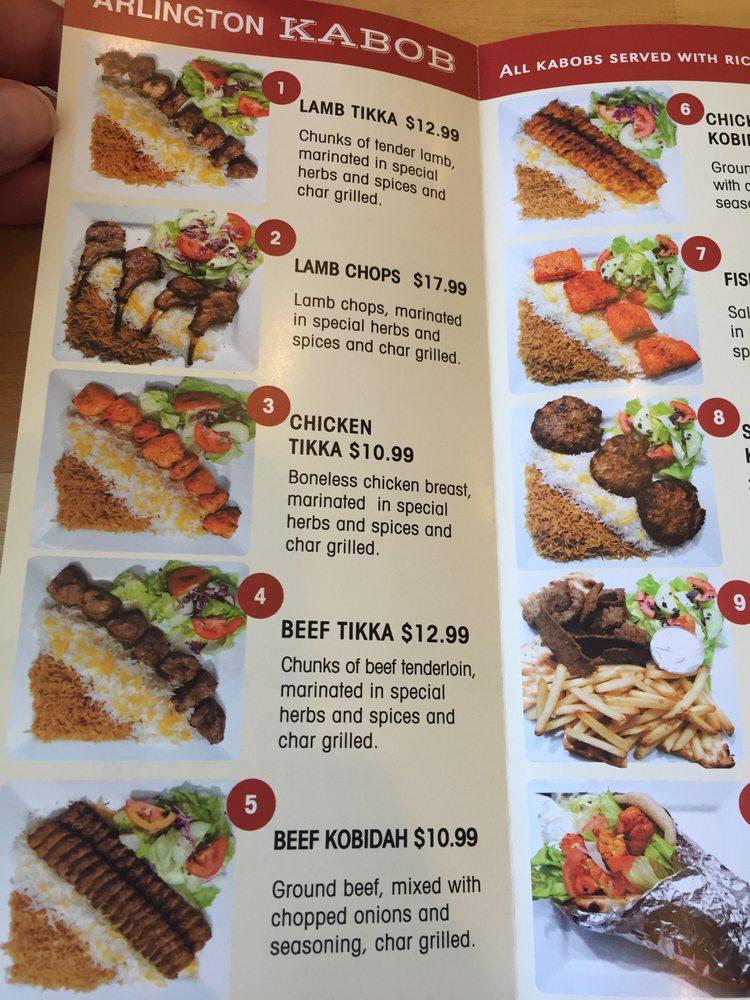 Menu at Arlington Kabob restaurant, Arlington, Lee Hwy