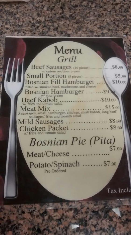 Menu at Coffee Slasticarna Drina cafe, Chicago