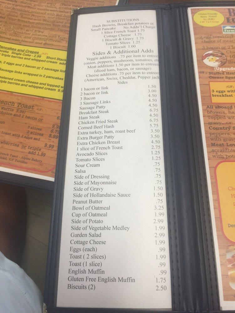 Menu at Corner Cafe, Post Falls