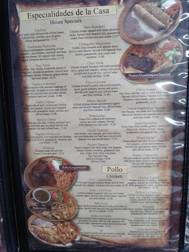 Menu at El Agave Family Mexican Restaurant, Rio Rancho