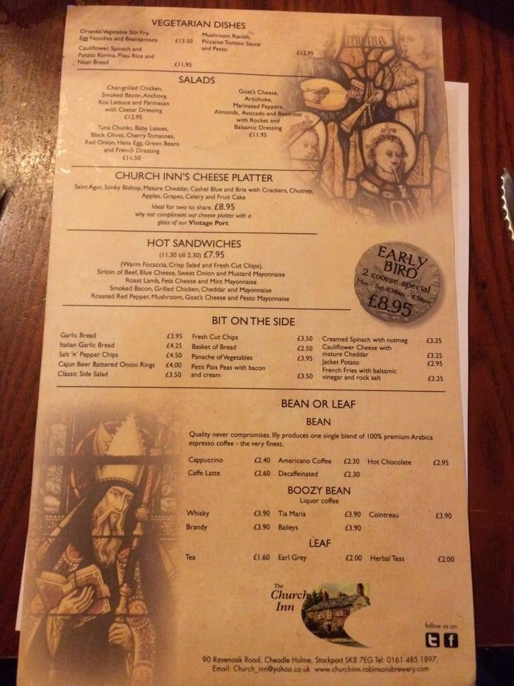 Menu at The Church Inn pub & bar, Cheadle, 90 Ravenoak Rd