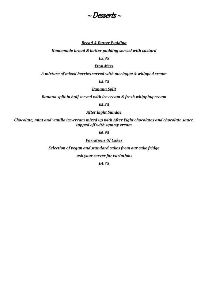 Menu at Lookout on the Pier cafe, Scarborough