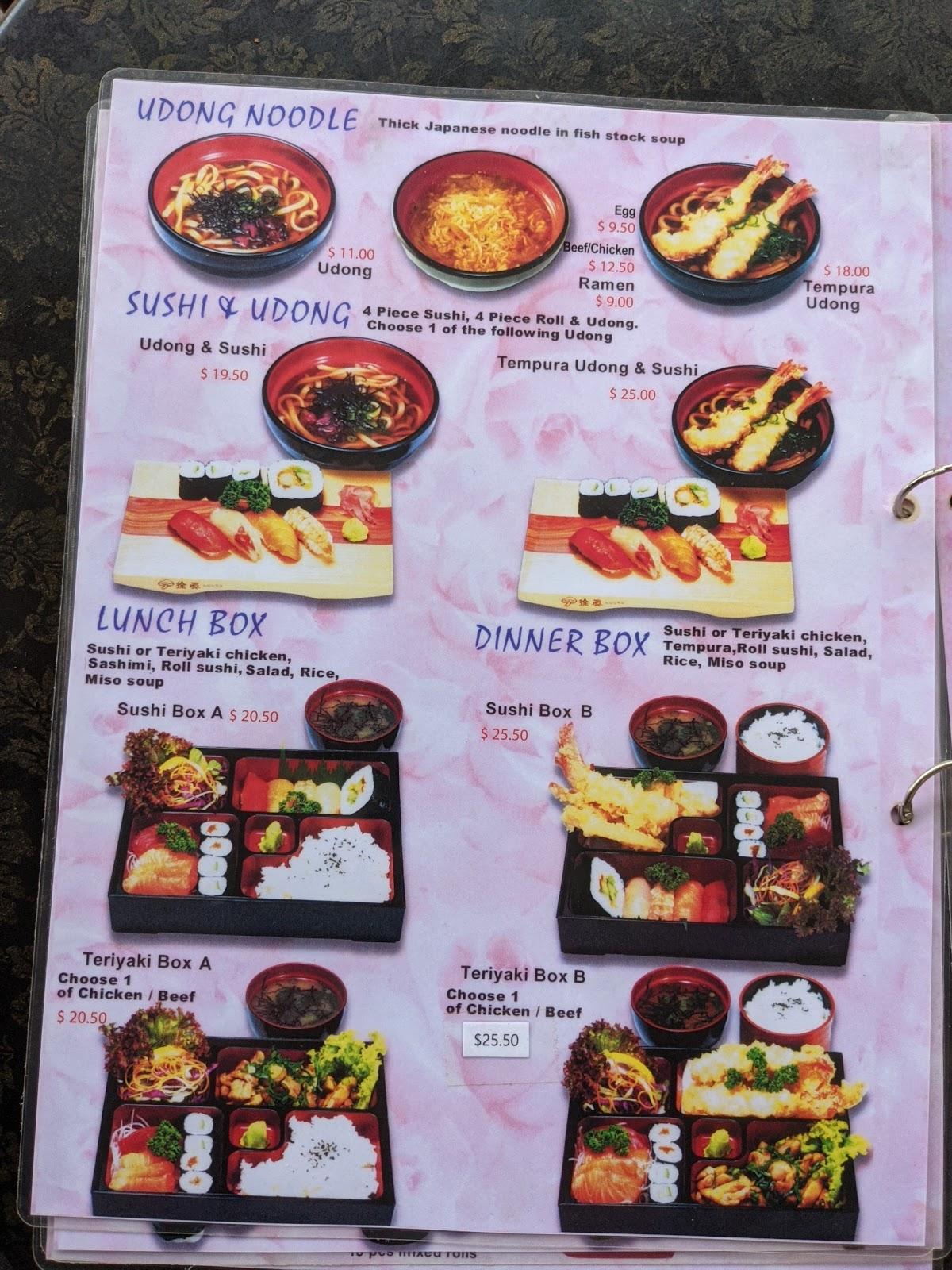 Menu at Rainbow Sushi restaurant, Mona Vale