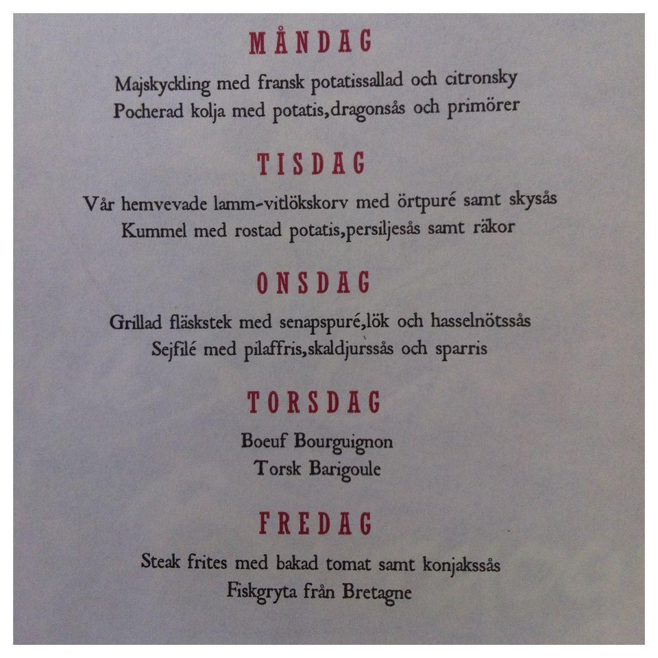 Menu at Hommage pub & bar, Stockholm