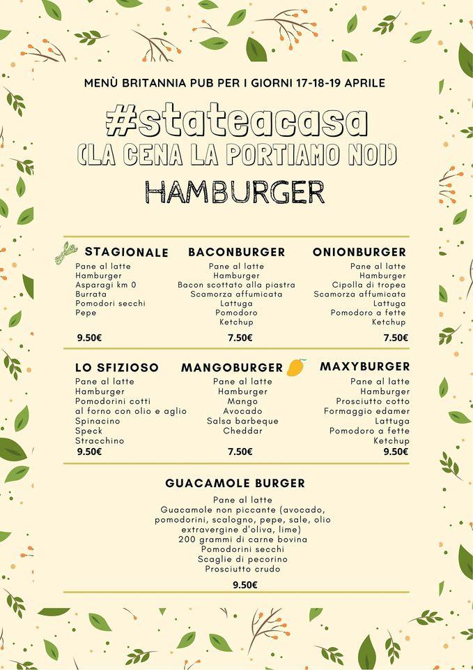 Menu at Britannia Pub, Vedelago