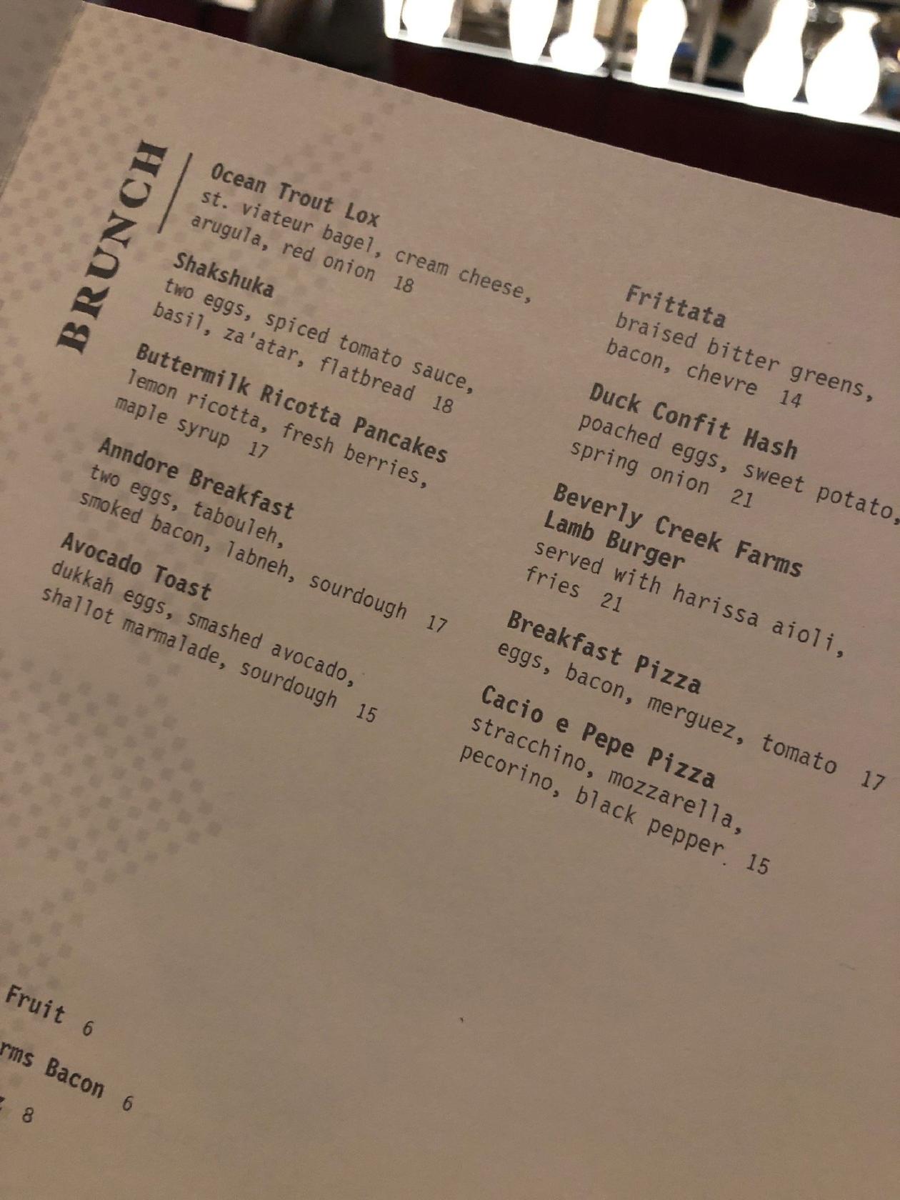 Menu at Constantine Toronto restaurant, Toronto