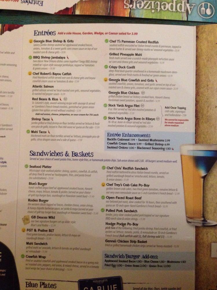 Menu at Georgia Blue restaurant, Brookhaven, 107 S Railroad Ave