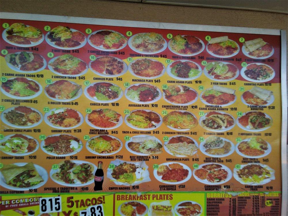 Menu at Los Betos restaurant, Phoenix, E Greenway Rd