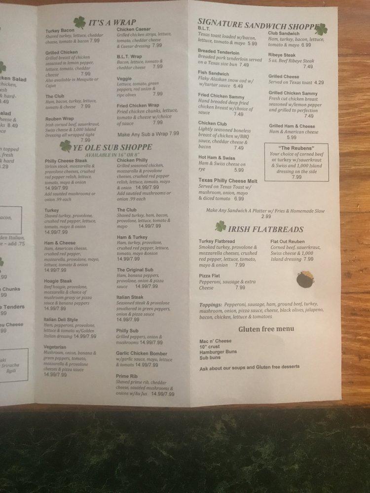 Menu at O'Riley's Tavern pub & bar, Brookville