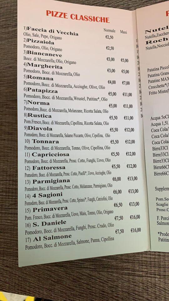 Menu at Pizzeria 90, Trecastagni