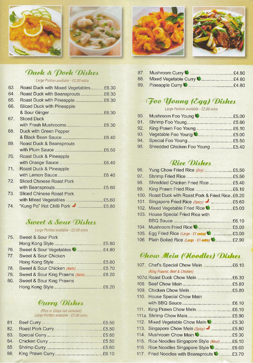 Menu at Rickshaw Express fast food, Newton Poppleford