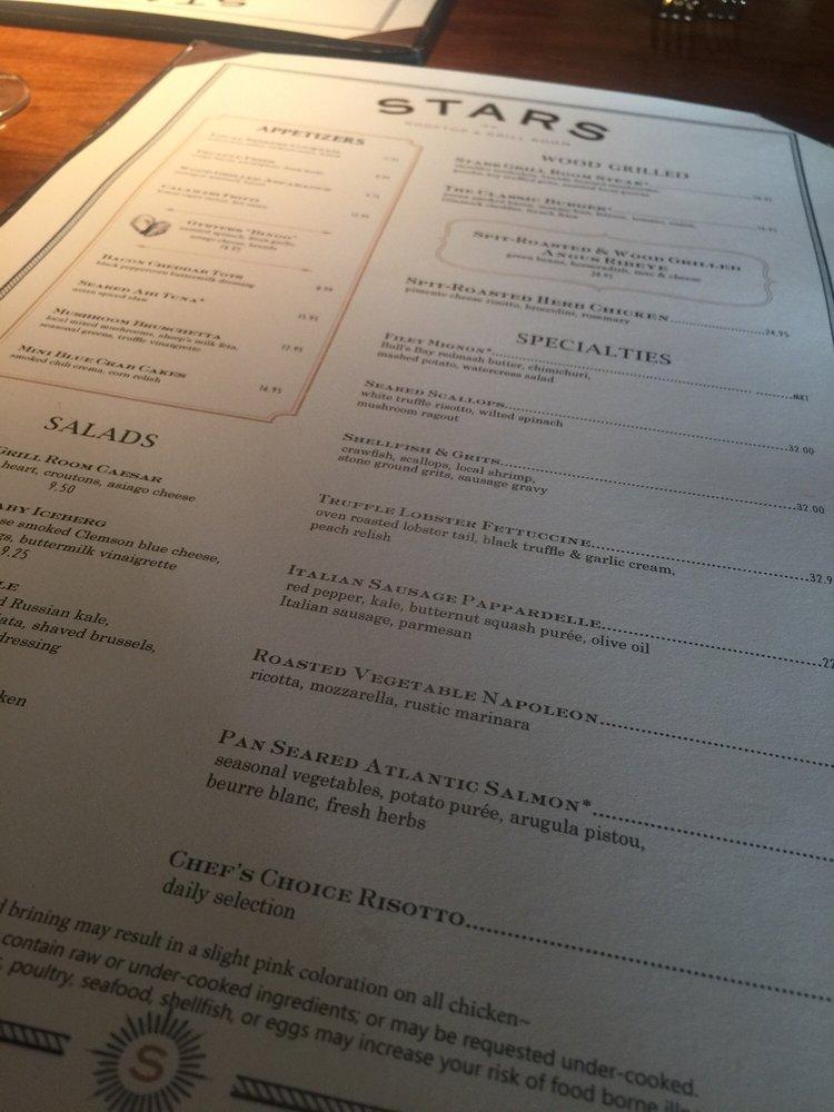 Menu at Stars Rooftop & Grill Room pub & bar, Charleston