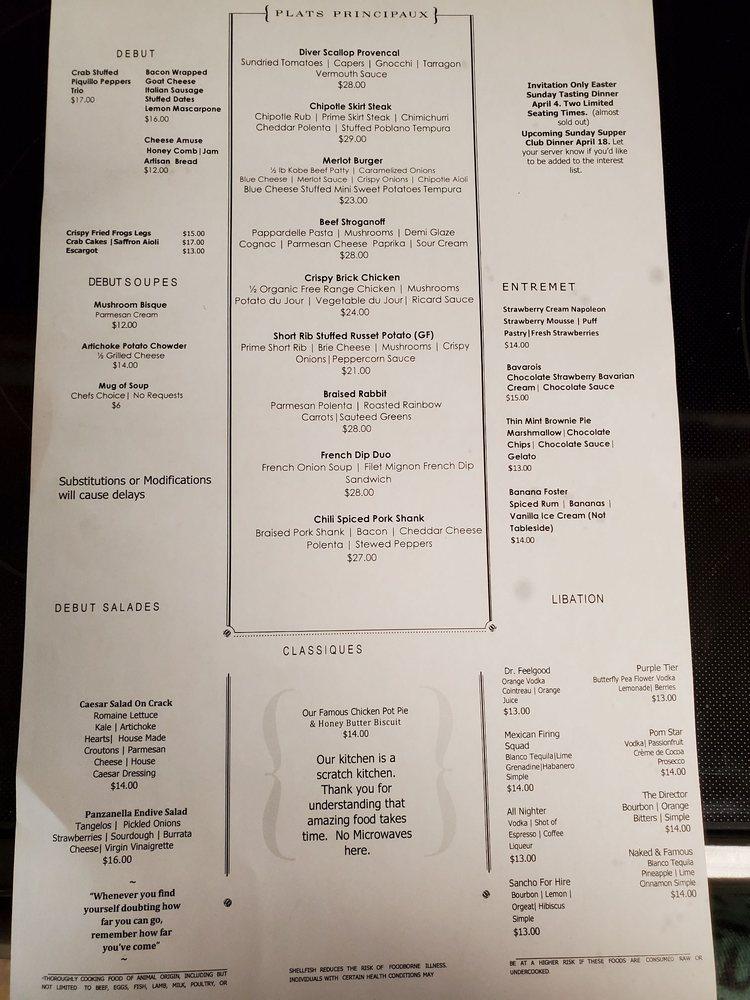 Menu at Vincent's pub & bar, Escondido