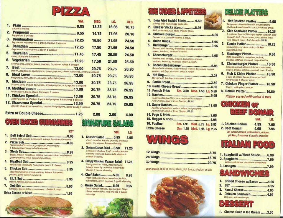 Menu at Best Pizza pizzeria, Ottawa