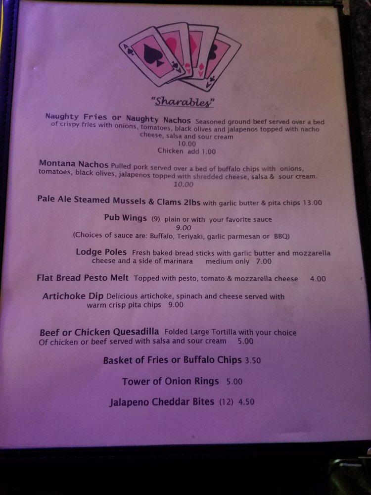 Menu at Four Aces Bar, Superior, 20 Mullan Rd W