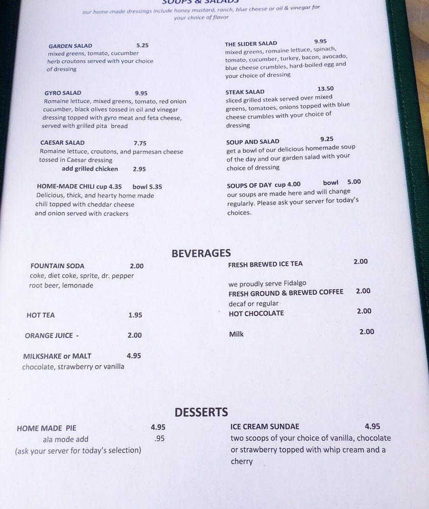 Menu at The Slider Cafe, La Conner