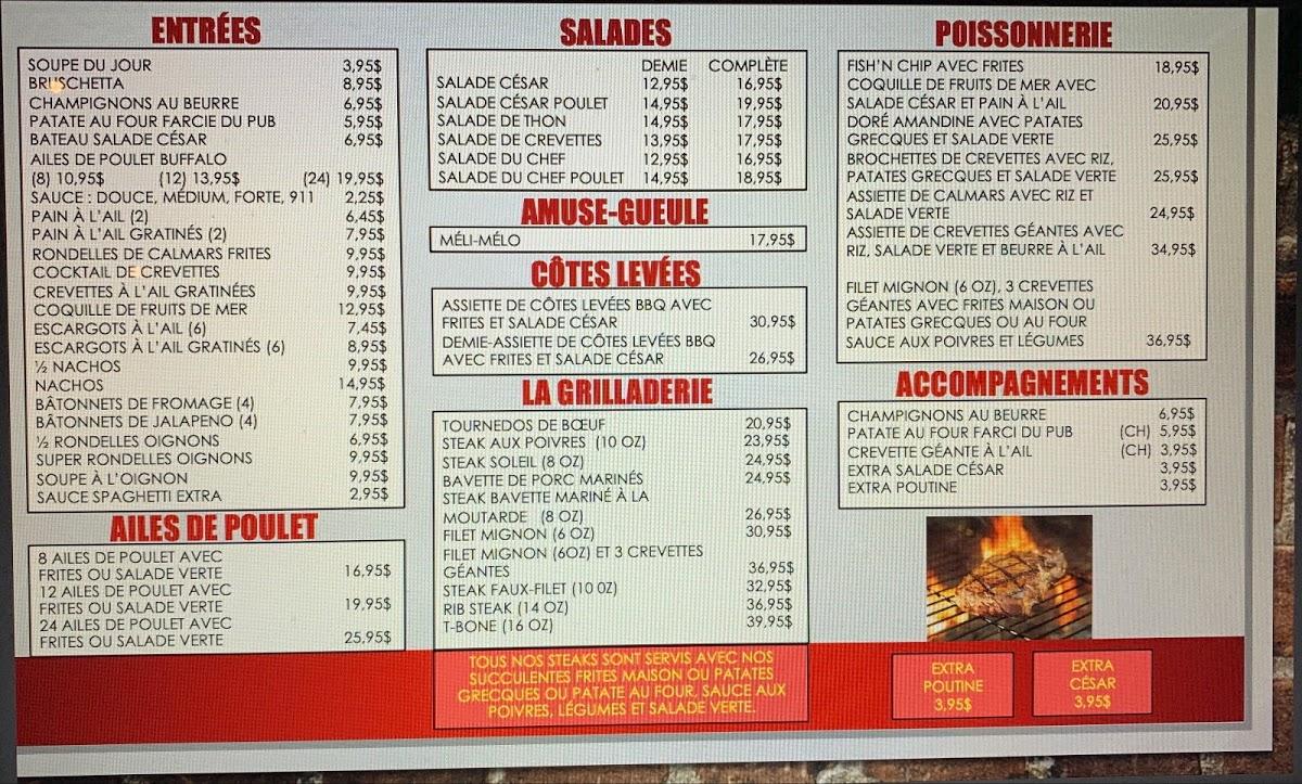 Menu au Brasserie Le Pub Inc, Val-d'Or, 816 2e Avenue