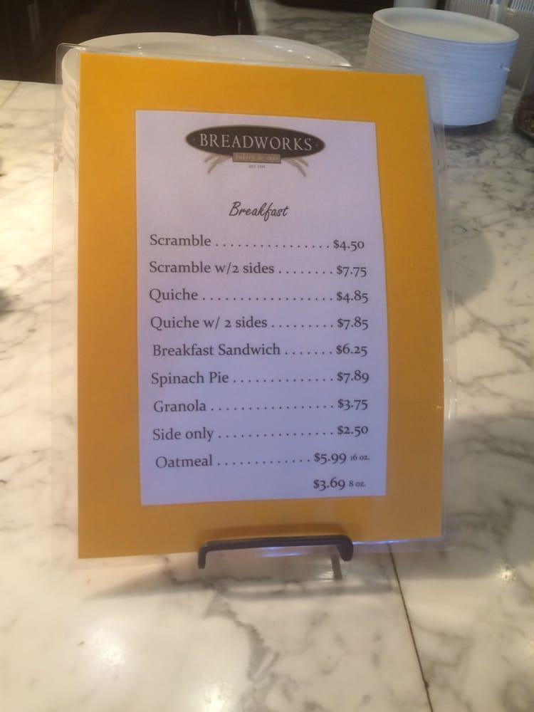 Menu at Breadworks Bakery & Cafe, Boulder