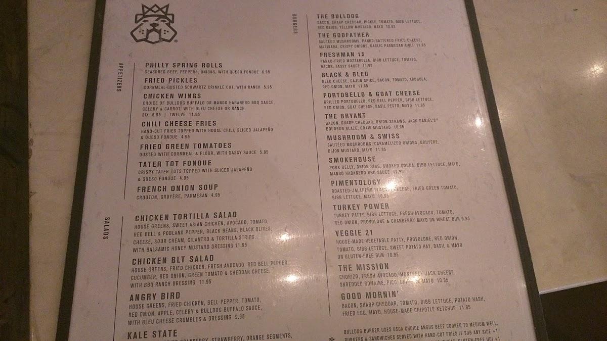 Menu at Bulldog Burger Company Starkville restaurant, Starkville