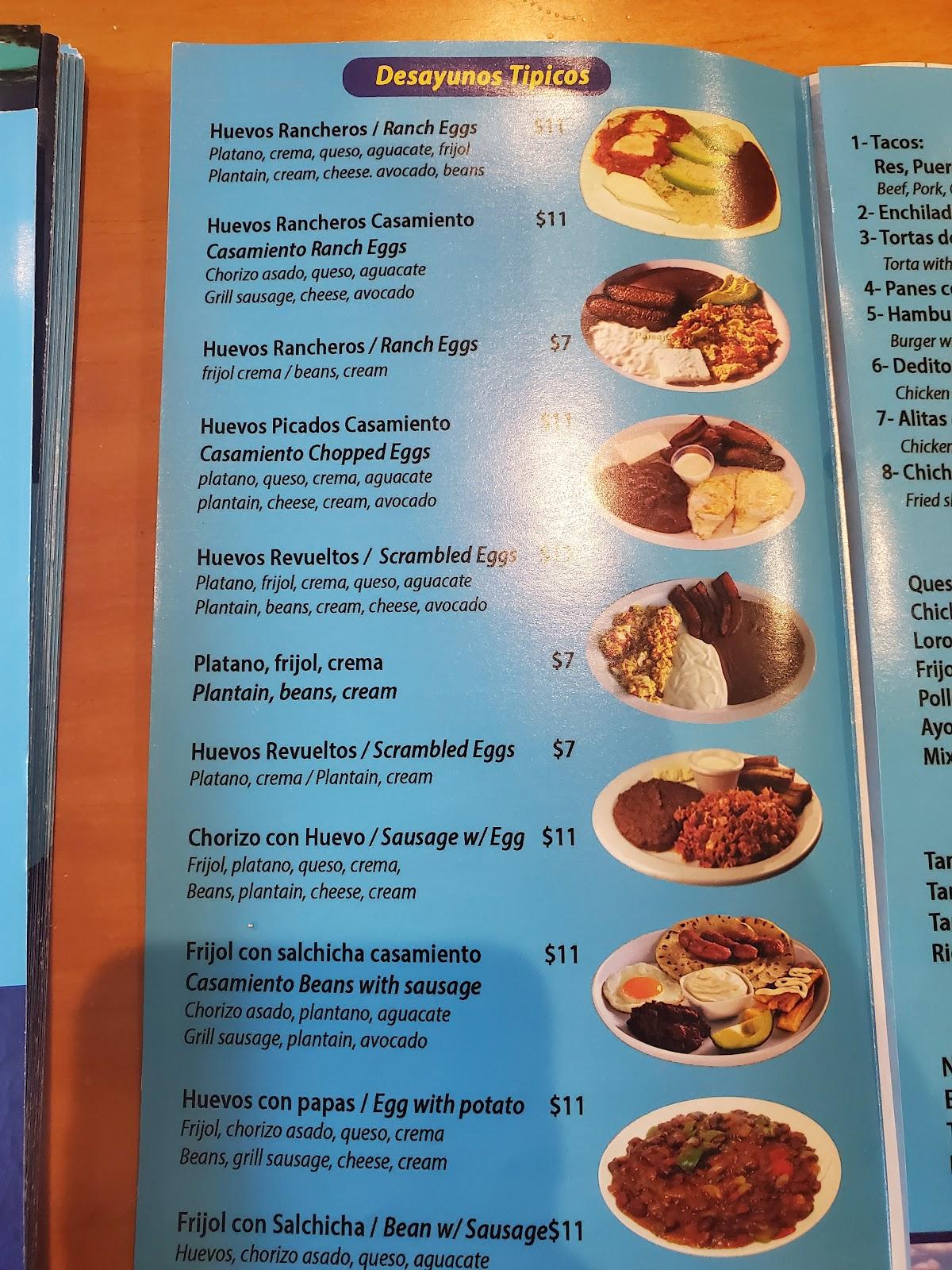 Menu at El Divino Salvador Restaurante, Bridgeport