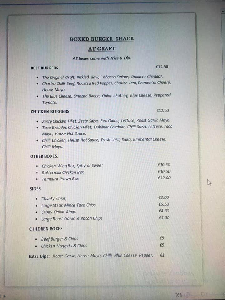 Menu at Graft Café Bistro restaurant, Drogheda