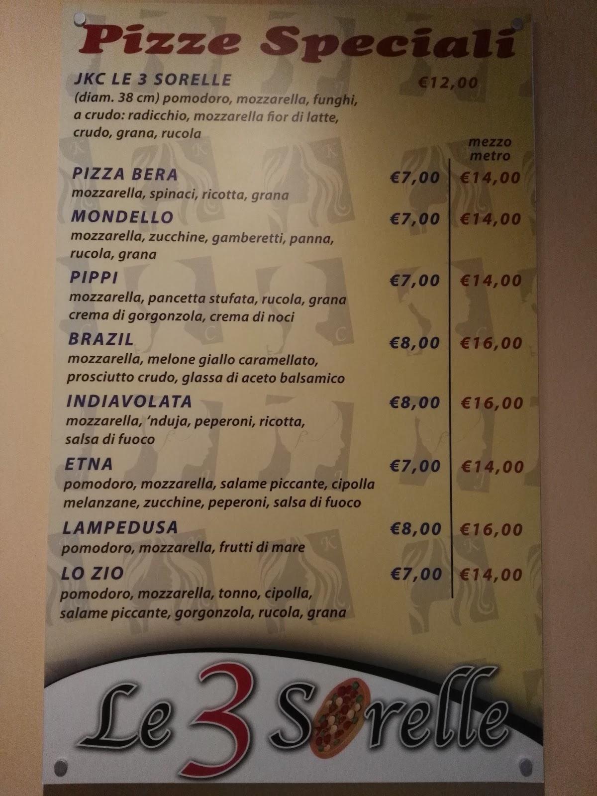Menu da Le 3 Sorelle ristorante, Nardò