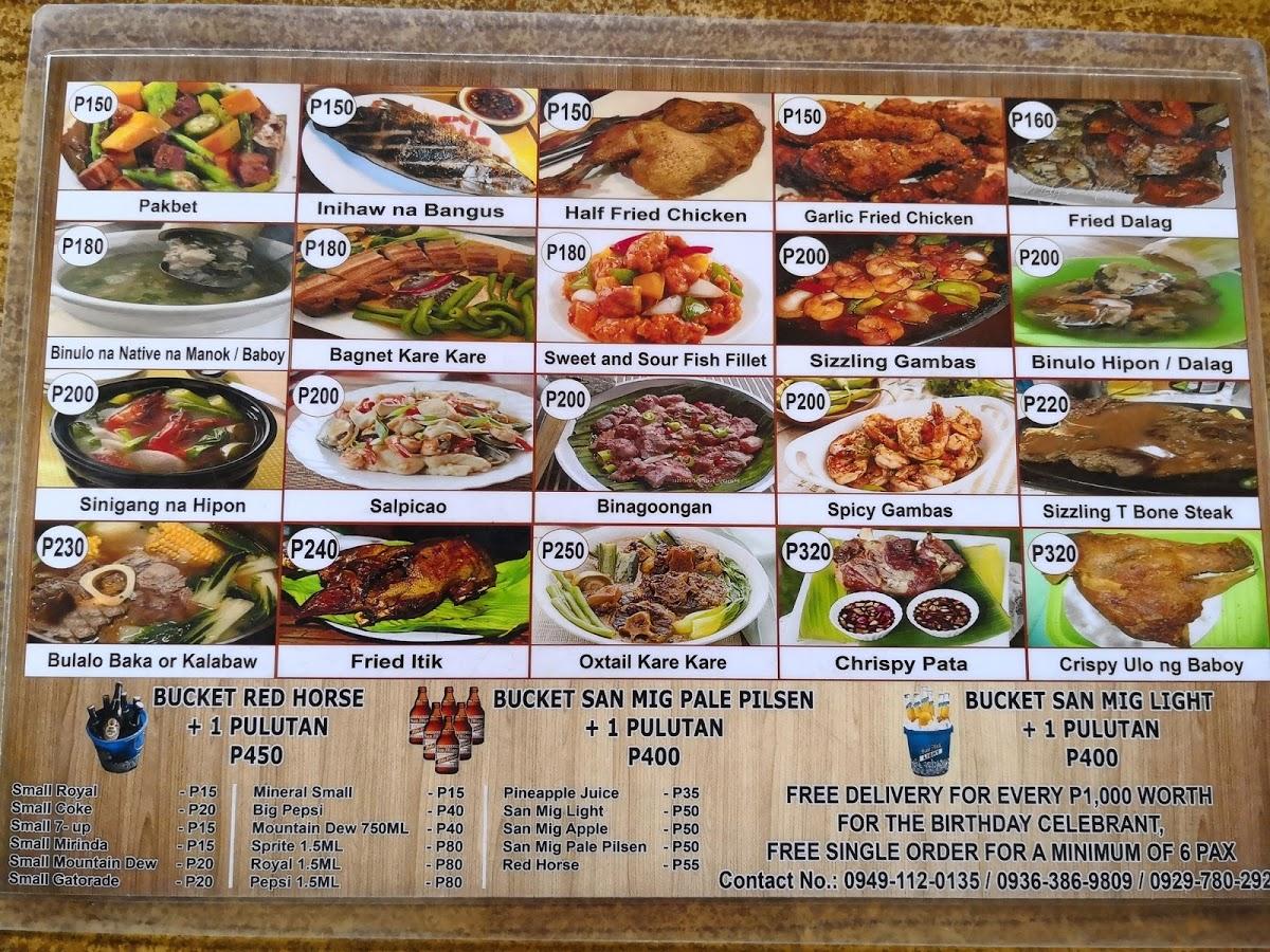 Menu at Sharmel Native Foods and Resto Bar Lele Tete, Porac