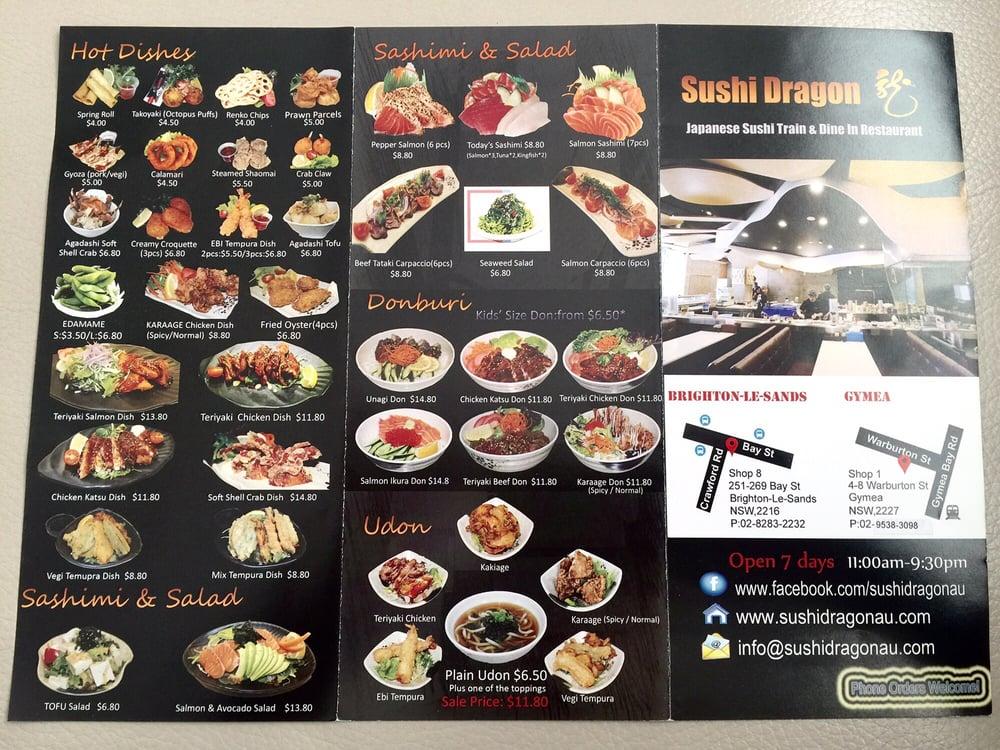 Menu at Sushi Dragon restaurant, Gymea