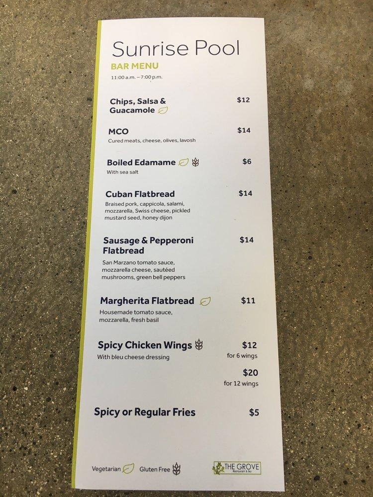 Menu at The Grove Restaurant & Bar, Honolulu