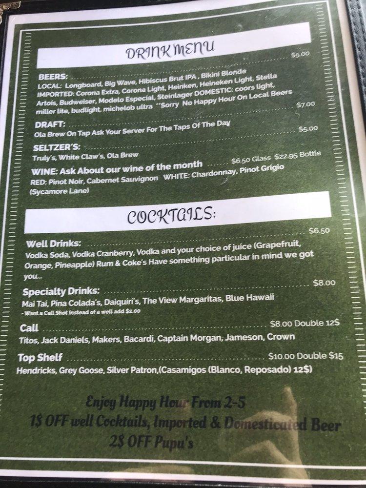 Menu at The View Restaurant Bar & Grill, Kailua-Kona