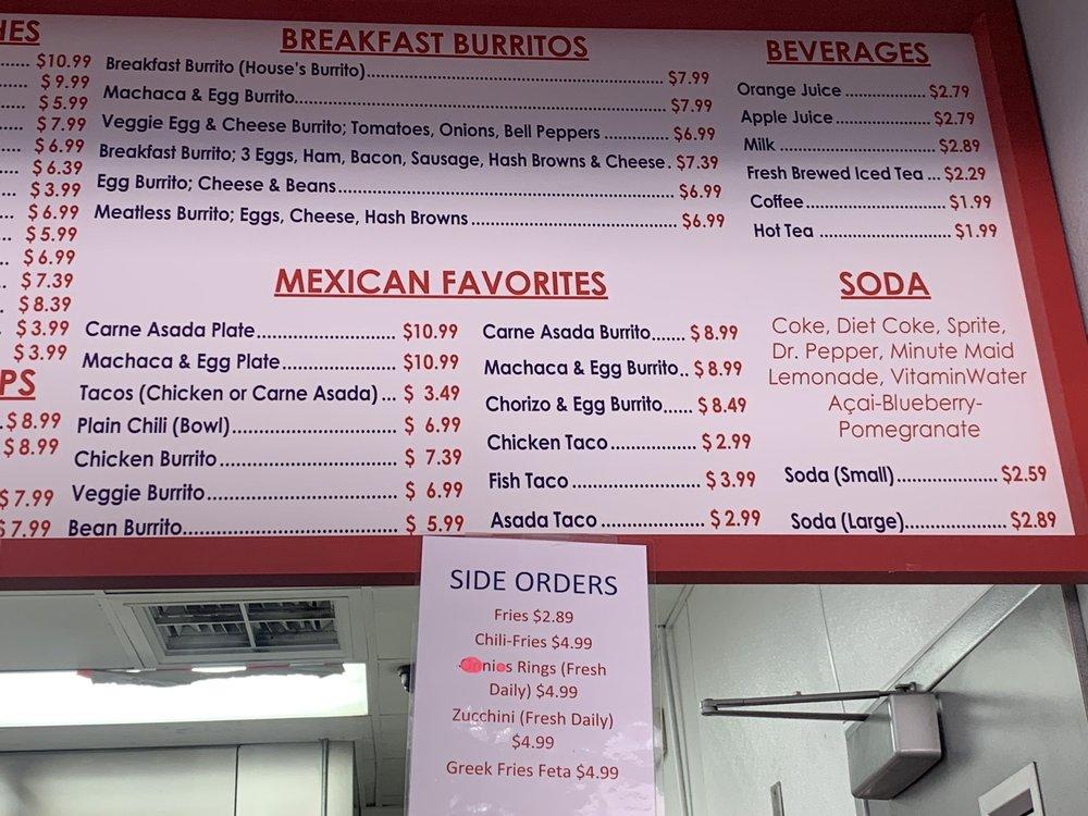 Menu at Dino's Gyros restaurant, Phoenix