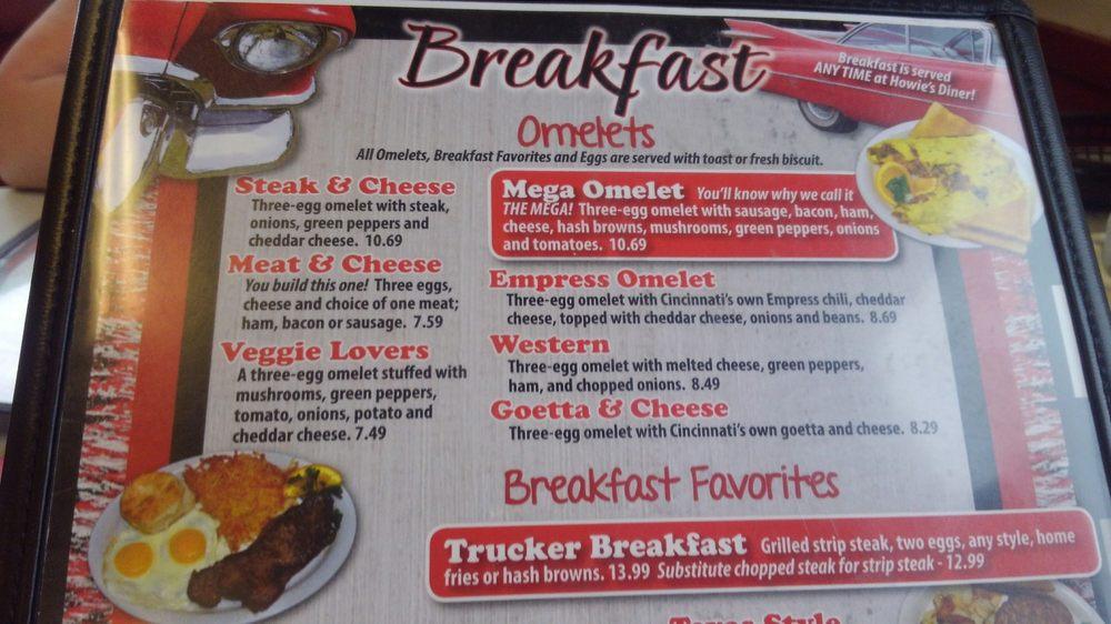 Menu at Howie's Diner restaurant, Greendale, E Eads Pkwy