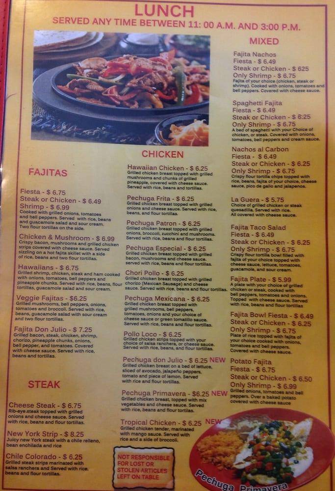 Menu at Santa Fe Mexican Grill, Iuka, 100 W Front St
