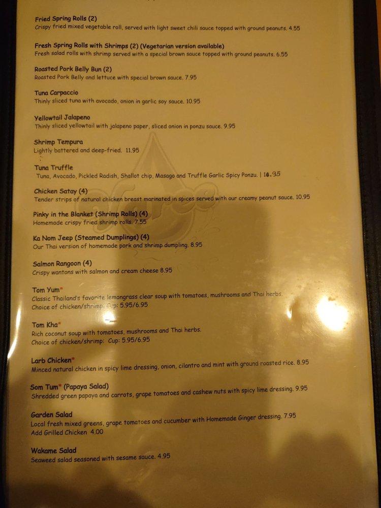 Menu at Varee Asian Cafe & Bakery, Wilson