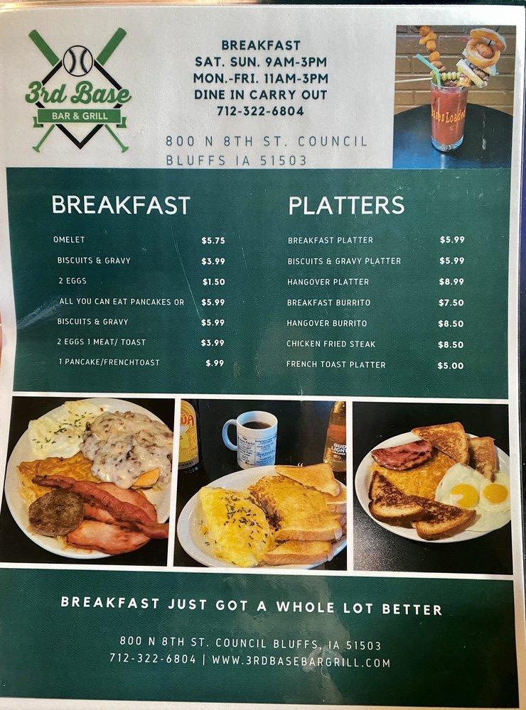 Menu at 3rd Base Bar and Grill, Council Bluffs