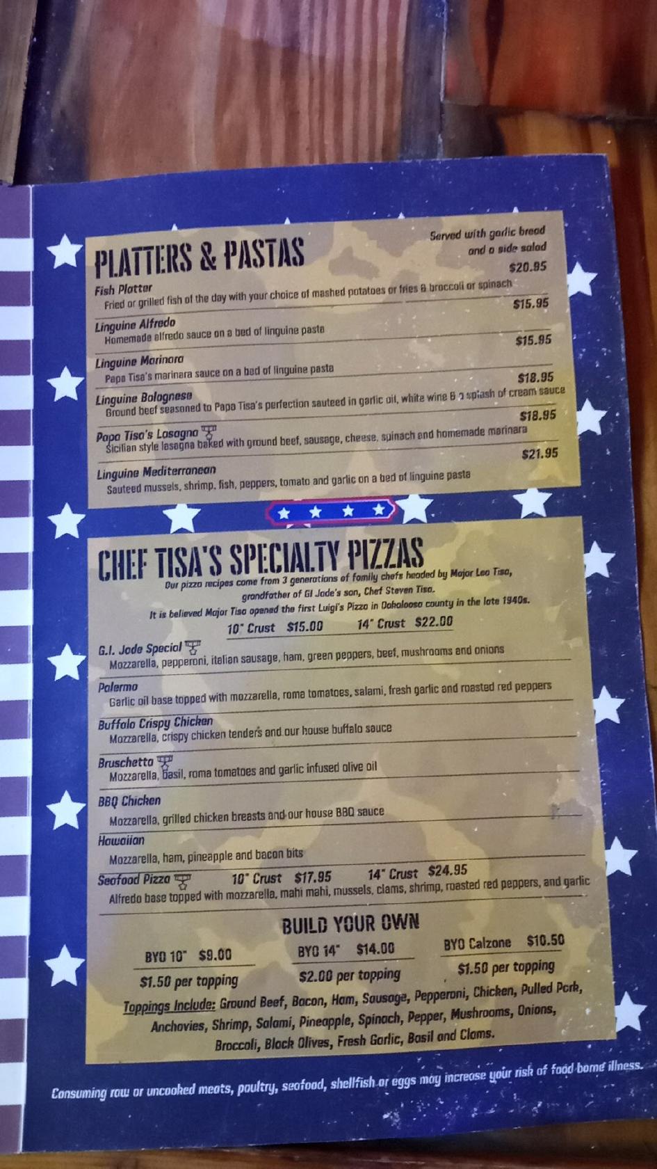 Menu at G.I. Jade Tiki Bar & Bistro, Fort Walton Beach