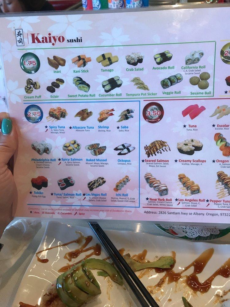 Menu at Kaiyo Sushi restaurant, Albany