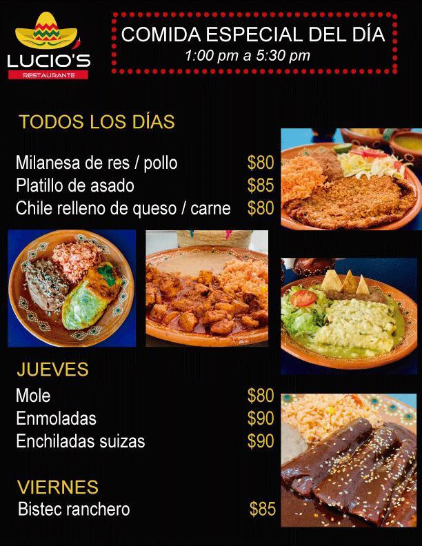 Menu at Lucios Restaurante, San Nicolás de los Garza