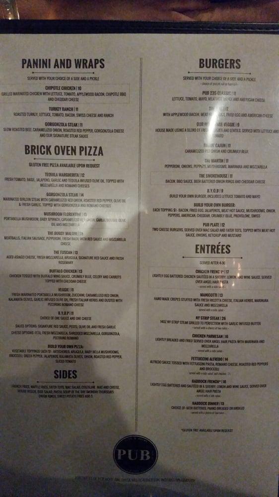 Menu at Pub 235, Webster