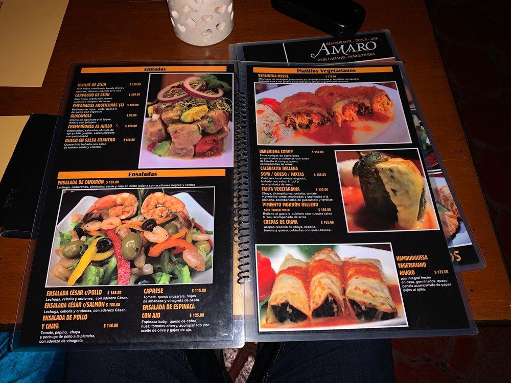 Menu at Restaurante Amaro, Merida, Calle 59 #507 Por 60 y 62