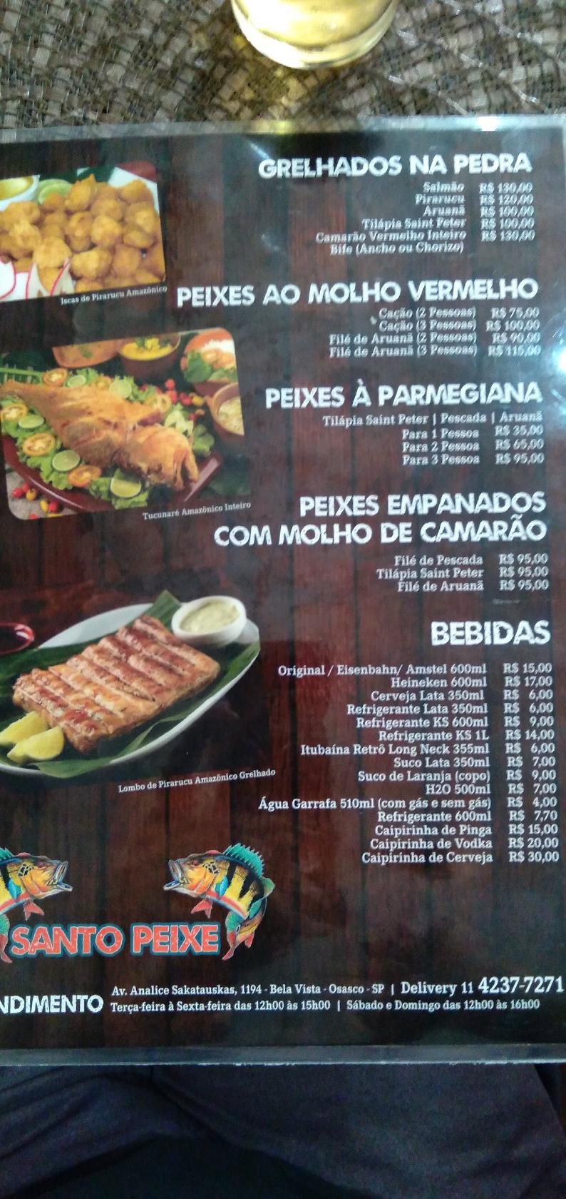 Menu em SANTO PEIXE restaurante, Osasco, Av. Analice Sakatauskas